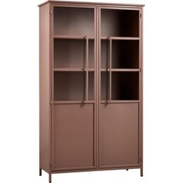 Vitrine Woood, B:99cm H:170cm T:44cm, braun, Eisen, Wohnzimmer, Schr&auml;nke, "Exhibit", mit Glast&uuml;ren und viel Stauraum, H 170 cm x B 99 cm