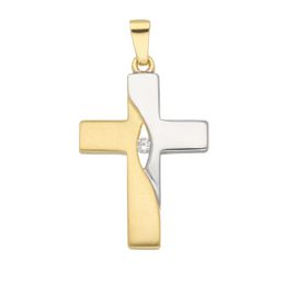 Adelia&acute;s ADELIA ́S Damen Kreuzanh&auml;nger "Damen & Herren 333 Gold Kreuz Anh&auml;nger mit Zirkonia", Gold, gold, Gold, Schmuckanh&auml;nger, mit Zirkonia f&uuml;r Damen & 