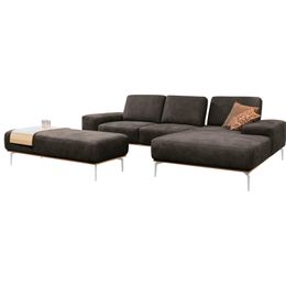Ecksofa W.Schillig, B:279cm H:88cm T:178cm, grau, Longlife Xtra-Leder Z73: Naturwalkleder der Luxusklasse aus den erlesensten Rohh&auml;uten. Hautst&auml;rke