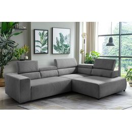 Ecksofa, B:308cm H:73cm T:203cm, grau, exxpo - SOFA FASHION, Wohnzimmer, Sofas, "VITTORIO mit Komfortfunktionen, bequem und modern, Cord, L-Form",