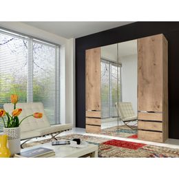 Kleiderschrank wimex, B:200cm H:236cm T:58cm, braun, Schlafzimmer, Schr&auml;nke, "Level by fresh to go", mit Spiegelt&uuml;ren und Schubladen