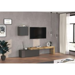 TV-Wand OTTO HOME, B:240cm H:190cm T:40cmanthrazit, eiche wotan, Kastenm&ouml;bel-Sets, "Chronos TV-Set, Wohnwand &ndash; Elemente frei platzierbar, Made in