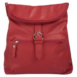 FORTY Damen Cityrucksack, rot, Leder, Rindsleder, Rucks&auml;cke, echt Leder, Made in Italy