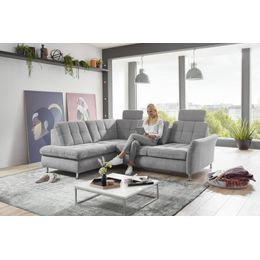 Ecksofa DIE PLANBAR, B:242cm H:87cm T:116cm, silber, 100% Polyester, Wohnzimmer, Sofas, "MP-IN20016 L-Form mit Kaltschaum-Polsterung", wahlweise mit