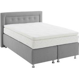 Boxspringbett, B:155cm L:210cm, grau, Westfalia Schlafkomfort, Bezug: Feinstruktur 100% Polyester, Komplettbetten, wahlweise mit Topper