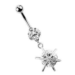 Adelia&acute;s ADELIA ́S Damen Bauchnabelpiercing "Piercing Bauchnabelpiercing", onesize, silber, Chirurgiestahl, Piercings, mit 8 mm gefasstem Cubic Zirkonia und