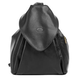 Pike PIK&Eacute; Damen Cityrucksack "ANNA MARIA", schwarz, Leder, Rindsleder, leicht gl&auml;nzend, Rucks&auml;cke, echt Leder, Made in Italy
