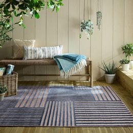Teppich FLAIR RUGS, B:160cm H:4mm L:230cm, blau, Kunstfaser, Wohnzimmer, Teppiche, "Vigo Blocks", Vigo Blocks Indoor Outdoor-Teppich