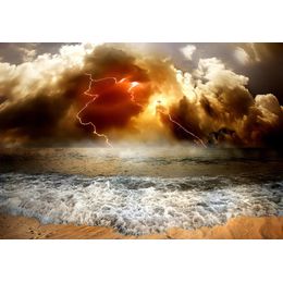 papermoon Fototapete "Strand mit Gewitter", B/L: 3,5m x 2,6m, Bahnen: 7 Stk., bunt, Schlafzimmer, Tapeten