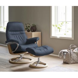 Fu&szlig;hocker stressless, B:57cm H:42cm T:40cm, blau, Leder BATICK: BATICK ist ein leicht korrigiertes, durchgef&auml;rbtes und genarbtes M&ouml;belleder, bei dem