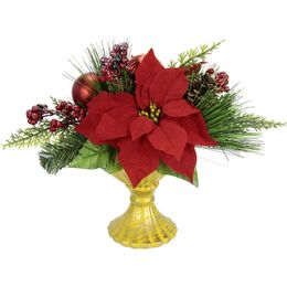 I.GE.A. Winterliche Kunstpflanze "Gesteck, Poinsettia im Pokal, Weihnachtsstern, Weihnachtdeko", &Oslash;/H: 26cm x 30cm, 1 Stk., rot, Kunstpflanzen,