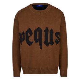 Rundhalspullover PEQUS "PEQUS PEQUS Mythic Knit Sweater", Herren, Gr. L, schwarz earth, 100% Baumwolle, mehrfarbig, oversize, Rundhals, Pullover Rundhalspullover