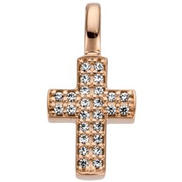 Jobo Damen Kettenanh&auml;nger "Anh&auml;nger Kreuz", SI = kleine Einschl&uuml;sse, Diamanten Ros&eacute;gold 585, rosa, Diamanten, Ros&eacute;gold 585, Schmuckanh&auml;nger, 585
