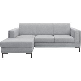 Ecksofa, B:214cm H:82cm T:146cm, silber, LOOKS by Wolfgang Joop, 100% Polyester, Wohnzimmer, Sofas, "LOOKS VII L-Form", klare Linien, edles Design