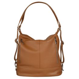 Samantha Look Damen Cityrucksack, braun, Leder, Rindsleder, Rucks&auml;cke, echt Leder, Made in Italy