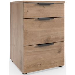 Nachtkommode wimex, B:41cm H:61cm T:41cm, braun, Spanplatte, Sideboards, "Level by fresh to go", 3 Schubladen mit soft-close Funktion, 41cm breit,