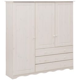 W&auml;scheschrank Home Affaire, B:140cm H:140cm T:35cm, wei&szlig;, Massivholz, Schr&auml;nke, "Minik", aus sch&ouml;nem massivem Kiefernholz, in unterschiedlichen