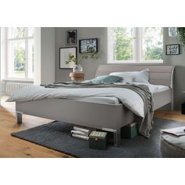 Futonbett Wiemann, B:189cm L:218cm, grau, Betten, "Monaco, 4-fache Liegeh&ouml;henverstellung", mit stilvollem Holzkopfteil, Made in Germany