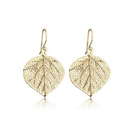 Elli Damen Paar Ohrh&auml;nger "Blatt Natur Bl&auml;tter Baum 925 Silber vergoldet", onesize, ohne Stein, Silber 925 (Sterlingsilber), gold, Silber 925