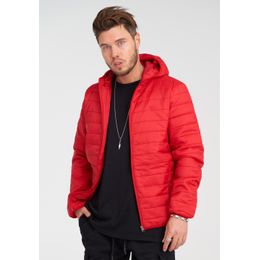 behype Herren Steppjacke "JANNOS", rot, Gr. M, unifarben, 100% Polyester, Jacken, mit w&auml;rmender Kapuze