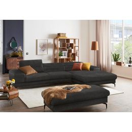 Ecksofa W.Schillig, B:343cm H:70cm T:193cm, grau, Chenille-Flachgewebe R66 (85% Polyester, 15% Nylon), Wohnzimmer, Sofas, "piedroo, Designsofa mit