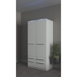 Kleiderschrank Priess, B:94cm H:193cm T:54cm, wei&szlig;, Holzwerkstoff, Schlafzimmer, Schr&auml;nke, "Schrank Garderobe W&auml;scheschrank Barcelona in 5 Breiten",