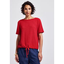Street One Damen T-Shirt, rot, Gr. 36, unifarben, Stoff, 65% Viskose, 32% Polyester, 3% Elasthan, Shirts, mit U-Boot-Ausschnitt