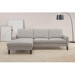 Ecksofa Home Affaire, B:244cm H:86cm T:164cmlight, grau, 100% Polyester, Wohnzimmer, Sofas, inkl. saugroboterfreundliche H&ouml;he & schmale Armlehnen