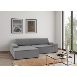 Ecksofa Trendmanufaktur, B:246cm H:73cm T:162cm, braun, 100% Polyester, Wohnzimmer, Sofas, "Graz, wahlweise mit Sitzvorschub und Bettkasten, L-Form,