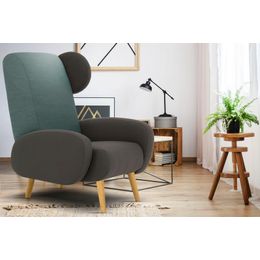 Sessel Home Affaire, B:86cm H:111cm T:100cm, grau, Struktur fein ( 100% Polyester);Samtoptik (100% Polyester), Wohnzimmer, Sessel, "Gox Ohrensessel",