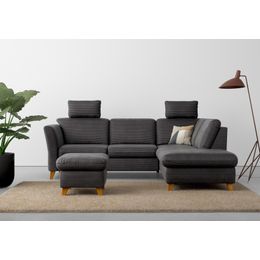 Ecksofa Home Affaire, B:252cm H:86cm T:213cm, grau, 100% Polyester, Wohnzimmer, Sofas, "Trelleborg L-Form", wahlweise mit Bettfunktion und