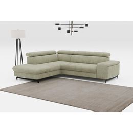 Ecksofa COTTA, B:262cm H:97cm T:215cm, gr&uuml;n, Wohnzimmer, Sofas, "Emma L-Form", mit Kopfteilverstellung, wahlweise mit Bettfunktion & Bettkasten