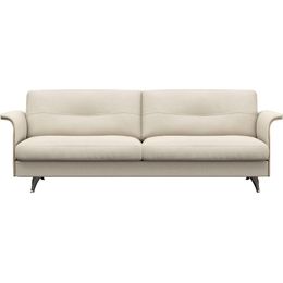 3-Sitzer FLEXLUX, B:224cm H:81cm T:91cm, wei&szlig;, 100% Echteder, Sofas, "Glow, super bequem durch hochwertigem Sitzaufbau mit Federkern", Modernes