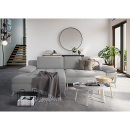 Sit & More Ecksofa SIT & MORE, B:290cm T:163cm, silber, Wohnzimmer, Sofas, "Latigo L-Form", mit Mega-Recamiere, wahlweise mit Bettfunktion und Bettkasten