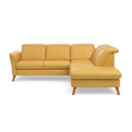 Sit & More Ecksofa SIT & MORE, B:250cm H:91cm T:220cm, gelb, 100% Polyester, Wohnzimmer, Sofas, "Romero L-Form", wahlweise mit oder ohne TV-Funktion,