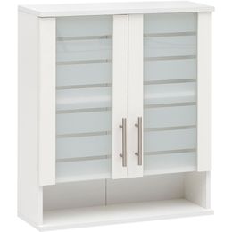 H&auml;ngeschrank Schildmeyer, B:60cm H:70,5cm T:20,5cm, wei&szlig;, Badezimmer, Schr&auml;nke, "Nikosia", Breite 60 cm, mit Glast&uuml;ren, hochwertige MDF-Fronten,