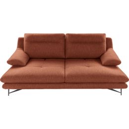 2,5-Sitzer Calia italia, B:195cm H:90cm T:109cm, rot, Sofas, "Cezanne, elegant und bequem, aufwendige Detailverarbeitung", im Strukturbezug,
