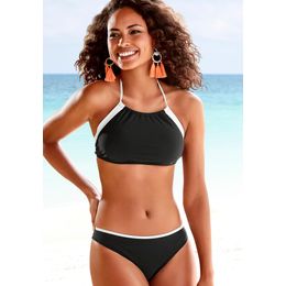 Lascana Damen Bustier-Bikini, schwarz-wei&szlig;, Gr. 38, kontrastfarbene Details, unifarben, Polyamid, Bikini-Sets, mit kontrastfarbener Einfassung