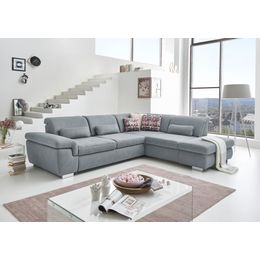 Ecksofa DIE PLANBAR, B:320cm H:85cm T:260cm, grau, 100% Polyester, Wohnzimmer, Sofas, "MP-IN17041 L-Form", Sitztiefenverstellung, optional mit