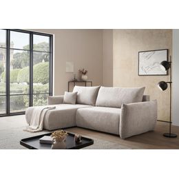 Ecksofa Home Affaire, B:257cm H:88cm T:177cm, beige, Wohnzimmer, Sofas, "MAVAS Schlafsofa mit Bettkasten, L-Form", ca.257/127cm (Liegefl&auml;che 212/145