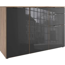 Kombikommode wimex, B:122cm H:84cm T:41cm, grau, Spanplatte, Schlafzimmer, Sideboards, "Level36 C by fresh to go", mit Glaselementen auf der Front,