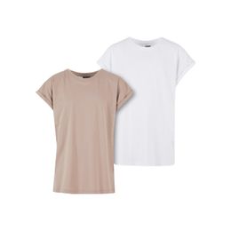 Urban Classics M&auml;dchen T-Shirt "Urban Classics Damen Girls Extended Shoulder Tee 2-Pack"wei&szlig;, duskrose, Gr. 146, unifarben, 100% Baumwolle, Shirts