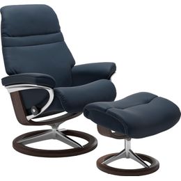 Fu&szlig;hocker stressless, B:57cm H:42cm T:40cm, blau, Leder BATICK: BATICK ist ein leicht korrigiertes, durchgef&auml;rbtes und genarbtes M&ouml;belleder, bei dem