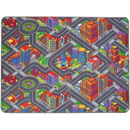 Kinderteppich, B:140cm H:5mm L:200cm, bunt, PRIMAFLOR-IDEEN IN TEXTIL, Polyamid, Teppiche, "BIG CITY, Made in Belgium", Stra&szlig;en-Spiel-Teppich,