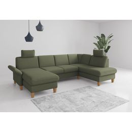 Wohnlandschaft Home Affaire, B:314cm H:90cm T:195cm, gr&uuml;n, 95% Polyester 5% Polyamid, Sofas, "Rochelle, U-Form", optional mit Armteilverstellung, mit