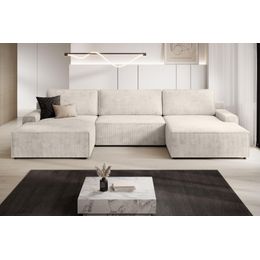Wohnlandschaft Trendmanufaktur, B:333cm H:98cm T:168cm, beige, 88% Polyester / 12% Nylon, Sofas, "Challenge, Schlafsofa mit Bettkasten, Couch in
