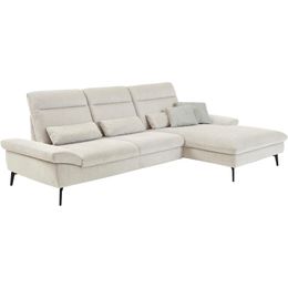 Ecksofa Hukla, B:309cm H:103cm T:193cm, beige, 100% recyceltes Polyester, Wohnzimmer, Sofas, "HU-HP22156 L-Form", inkl. Kopfpolsterverstellung,