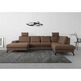 Sit & More Wohnlandschaft SIT & MORE, B:345cm H:88cm T:226cm, braun, Sofas, "Cinturo U-Form", inklusive Sitztiefenverstellung und Federkern, Sitzh&ouml;he 45 cm