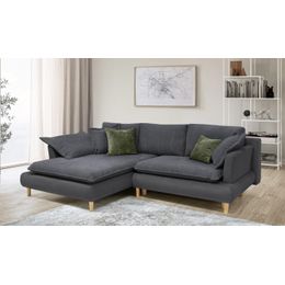 Ecksofa Collection AB, B:264cm H:94cm T:184cm, grau, 100% Polyester, Wohnzimmer, Sofas, "Mandela L-Form", mit Bettfunktion und Bettkasten
