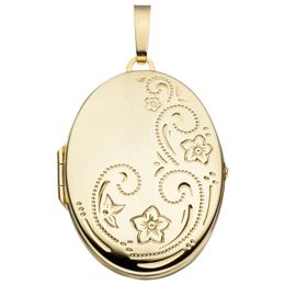 Jobo Damen Medallionanh&auml;nger "Anh&auml;nger Medaillon oval", Gelbgold 333, gold, Gelbgold 333, Schmuckanh&auml;nger, 333 Gold